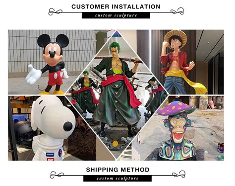 Custom Large Size Fiberglass Anime Large Statue High Quality Handmade Resin Life Size Cartoon