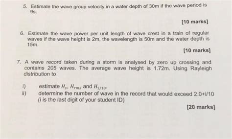 Solved Linear Wave Theory Table Of Functions