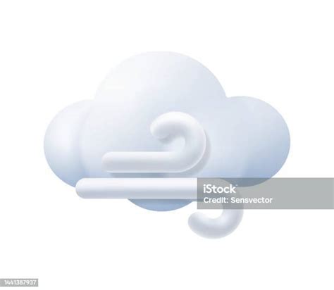돌풍과 구름 고립 된 일기 예보 아이콘입니다 기상 조건 바람이 부는 공기 이동 벡터 강한 바람 3d 현실적인 스타일 아이콘 3차원 형태에 대한 스톡 벡터 아트 및 기타