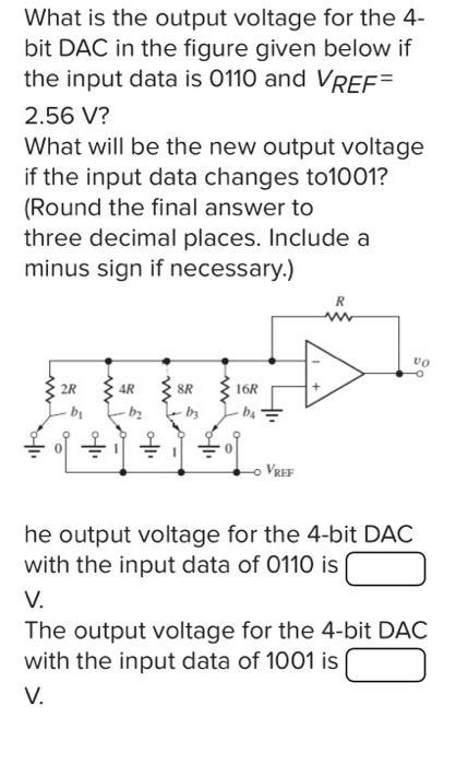 solved what is the output voltage for the 4bit dac in the