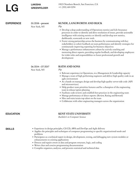 Php Resume Samples Velvet Jobs