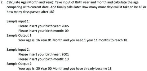 Solved Language Python Need A Flowchart Too Calculate Age Month And Year Take Input Of