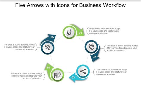 Five Arrows With Icons For Business Workflow Ppt Powerpoint Presentation Icon Show