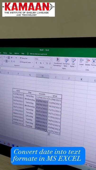 Convert Date Into Text Format In Ms Excel Shorts Excel Technophile