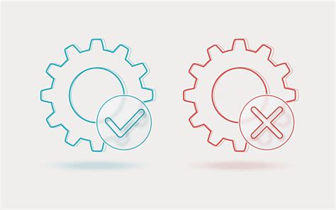 확인 표시와 십자 표시가 있는 톱니바퀴 아이콘 선택한 워크플로우 또는 오류 개념에 대한 스톡 벡터 아트 및 기타 이미지 개념 개념과 주제 개발 Istock