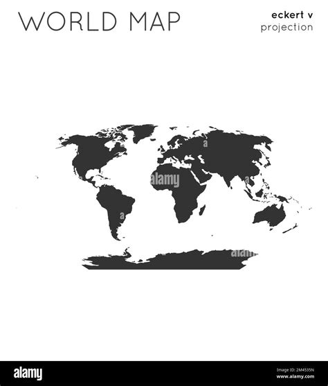 World Map Globe In Eckert V Projection Plain Style Modern Vector Illustration Stock Vector