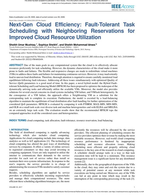 Pdf Next Gen Cloud Efficiency Fault Tolerant Task Scheduling With Neighboring Reservations