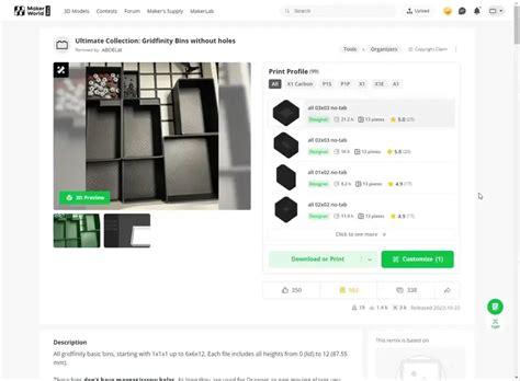 Ultimate Gridfinity Bins Collection Parametric By Abdelat Makerworld