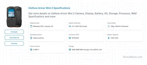 Ulefone Armor Mini Specifications Devicebeast Com