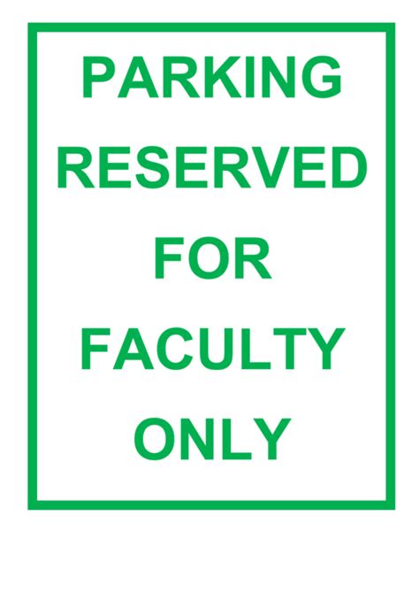 Reserved Faculty Only Sign Printable Pdf Download