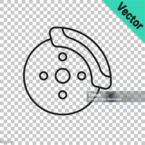투명한 배경에 분리된 캘리퍼 아이콘이 있는 검은색 선 자동차 브레이크 디스크 벡터 강철에 대한 스톡 벡터 아트 및 기타 이미지