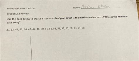 Solved Introduction To Statistics Section 2 2 Review Use The