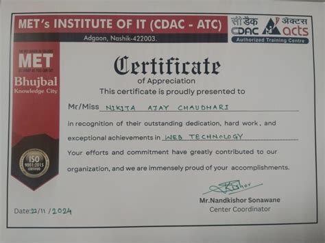 achievement bestperformer pgdac webtechnology frintenddeveloper… nikita chaudhari