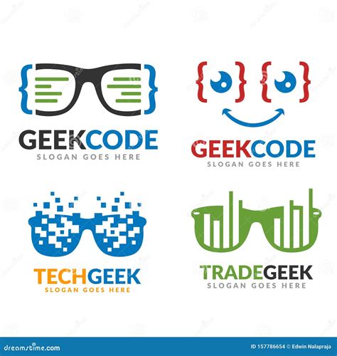 Set Of Code Geek And Tech Geek And Trade Geek Stock Vector
