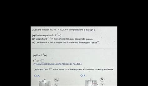Answered Given The Function F X X 20 X20 Complete Parts A Through C A