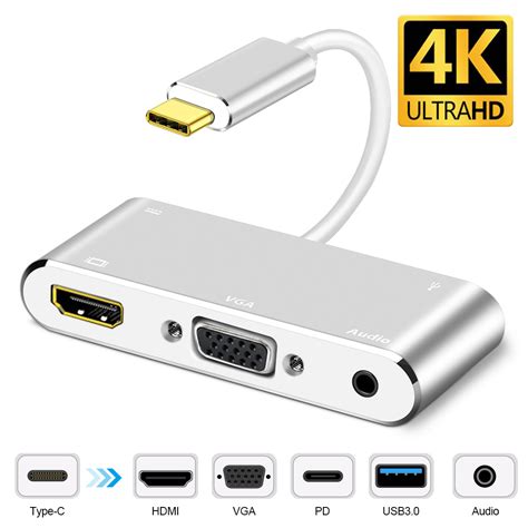 USB C To HDMI VGA USB Pd Mm Audio Multiple Type C USB C Hub Adapter Support K K PD