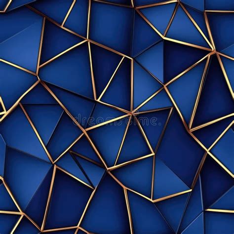 Abstract Blue And Gold Geometric Pattern With Triangular Shapes Stock Image Image Of Layered