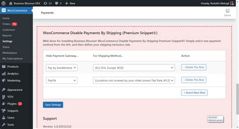 WooCommerce Disable Payment Gateway For Specific Shipping Method