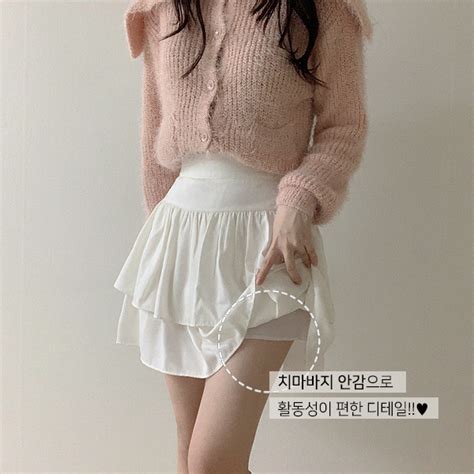 투게더위드미 당일 저렴이 발레코어룩 새틴 뒷밴딩 치마바지 기본 플레어 미니 A라인 봄여름 캉캉 프릴 스커트 화이트