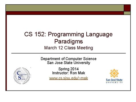 CS Programming Language Paradigms March Class