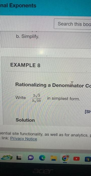 Solved B Simplify Example 8 Rationalizing A Denominator C