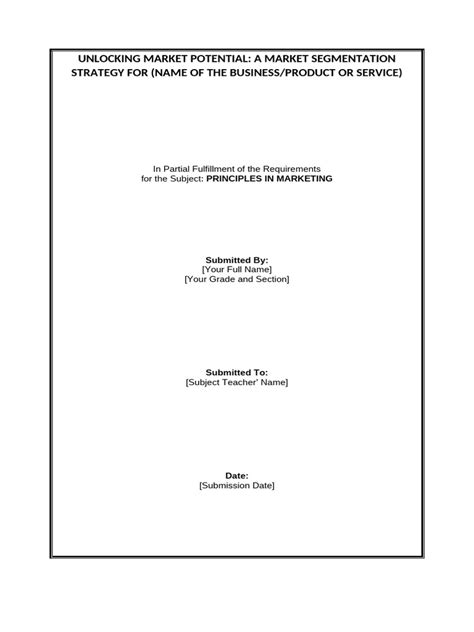 Marketsegmentationtemplate Pdf