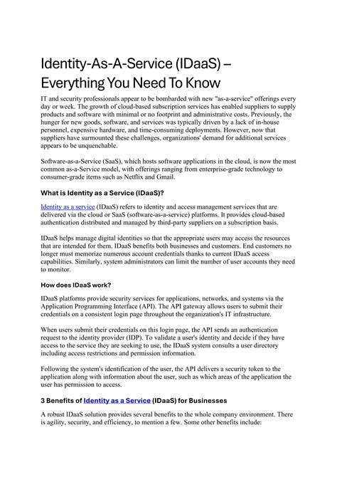 Identity As A Service Idaas Everything You Need To Know Pdf