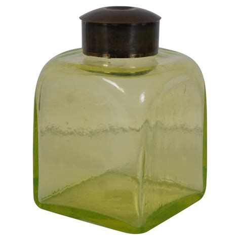 Antique Hoosier Uranium Glass Cookie Biscuit Jar Canister Vaseline