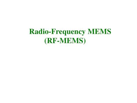 Pdf Radio Frequency Mems Rf Mems~pbandaru