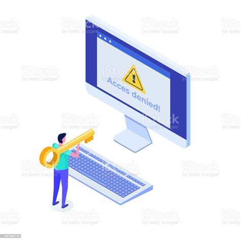 A Browser Window With Login Access Denied A Password Entry Isometric