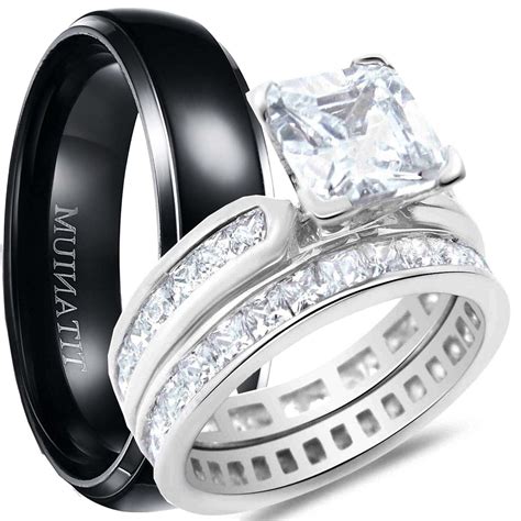 3 Piece His And Hers Wedding Ring Sets 60 Photos