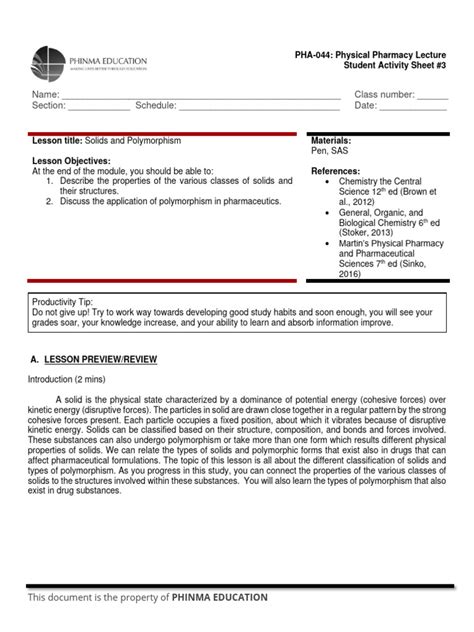Sas3 Physical Pharmacy Solids And Polymorphism Pdf Crystal