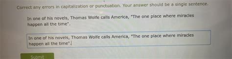Solved Correct Any Errors In Capitalization Or Punctuation Your