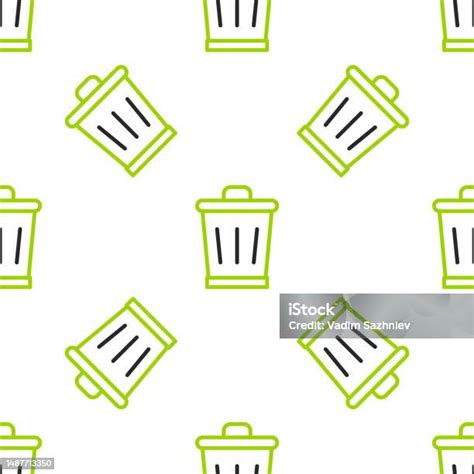 라인 휴지통은 흰색 배경에 격리된 원활한 패턴을 아이콘으로 표시할 수 있습니다 쓰레기통 표지판 바구니 아이콘을 재활용합니다 사무실 휴지통 아이콘입니다 벡터 개념에 대한 스톡