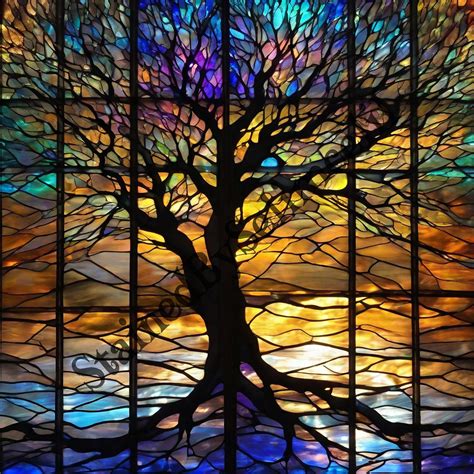Tree Of Life Stained Glass Template Stained Glass Pattern  Format
