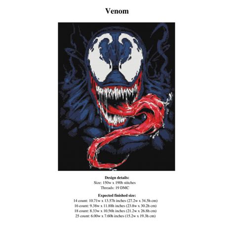 Venom Cross Stitch Pattern Marvel Cross Stitch Pattern Inspire Uplift