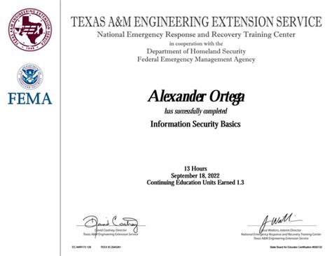 Texas Aandm Teex Certificate Ppt