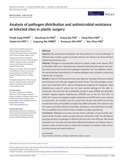 Pdf Analysis Of Pathogen Distribution And Antimicrobial Resistance At