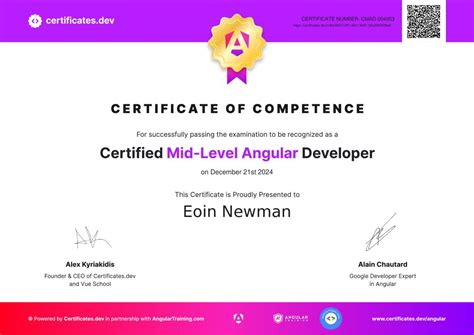 Eoin Newman Certified Mid Level Angular Developer Eoin Newman