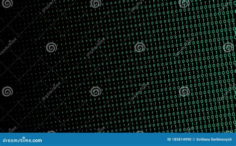 abstract green futuristic cyberspace with stream of binary code matrix