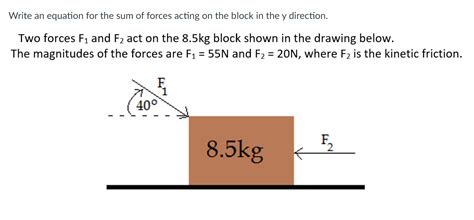 solved write an equation for the sum of forces acting on the