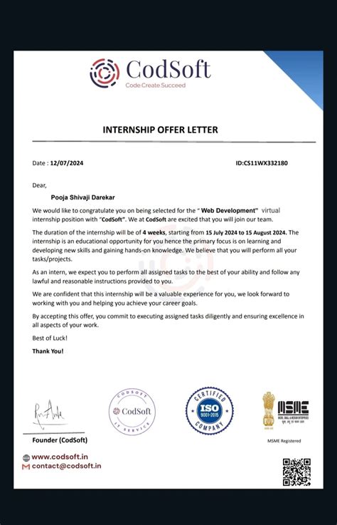 pooja darekar on linkedin internship codsoft