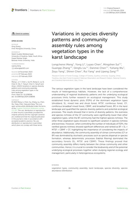 Pdf Variations In Species Diversity Patterns And Community Assembly