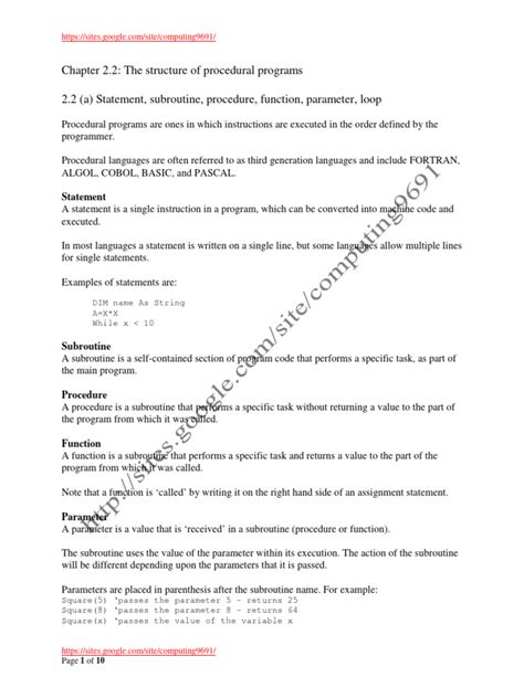 22 Statement Procedure Function Pdf Computer Program Programming