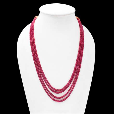 Natural Ruby Sarafa 4 Layered Necklace For Women Gemsrush