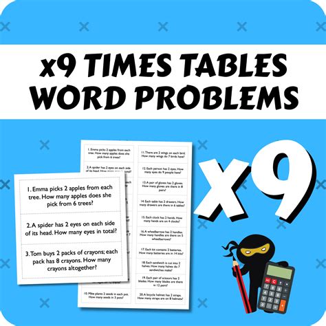 Times Table Word Problems X9 Vocabulary Ninja