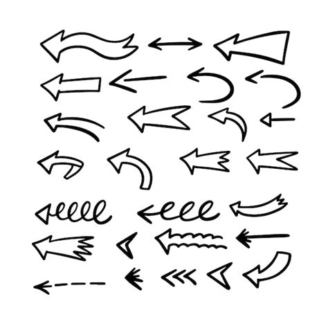 Premium Vector Drawing Calligraphy Style Arrows Set Direction Left Navigation