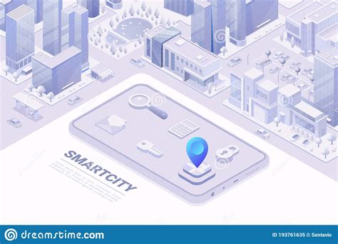Isometric Flat 3d Smartcity Mobile Gps Navigation Vector Concept Stock Vector Illustration Of