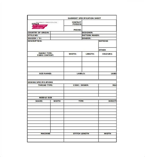 Specification Sheet Template 49 Koleksi Gambar