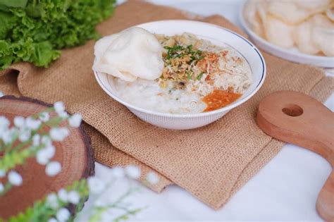 Rice Porridge With Chicken Indonesian Style Food Stock Image Image Of Heat Herbal